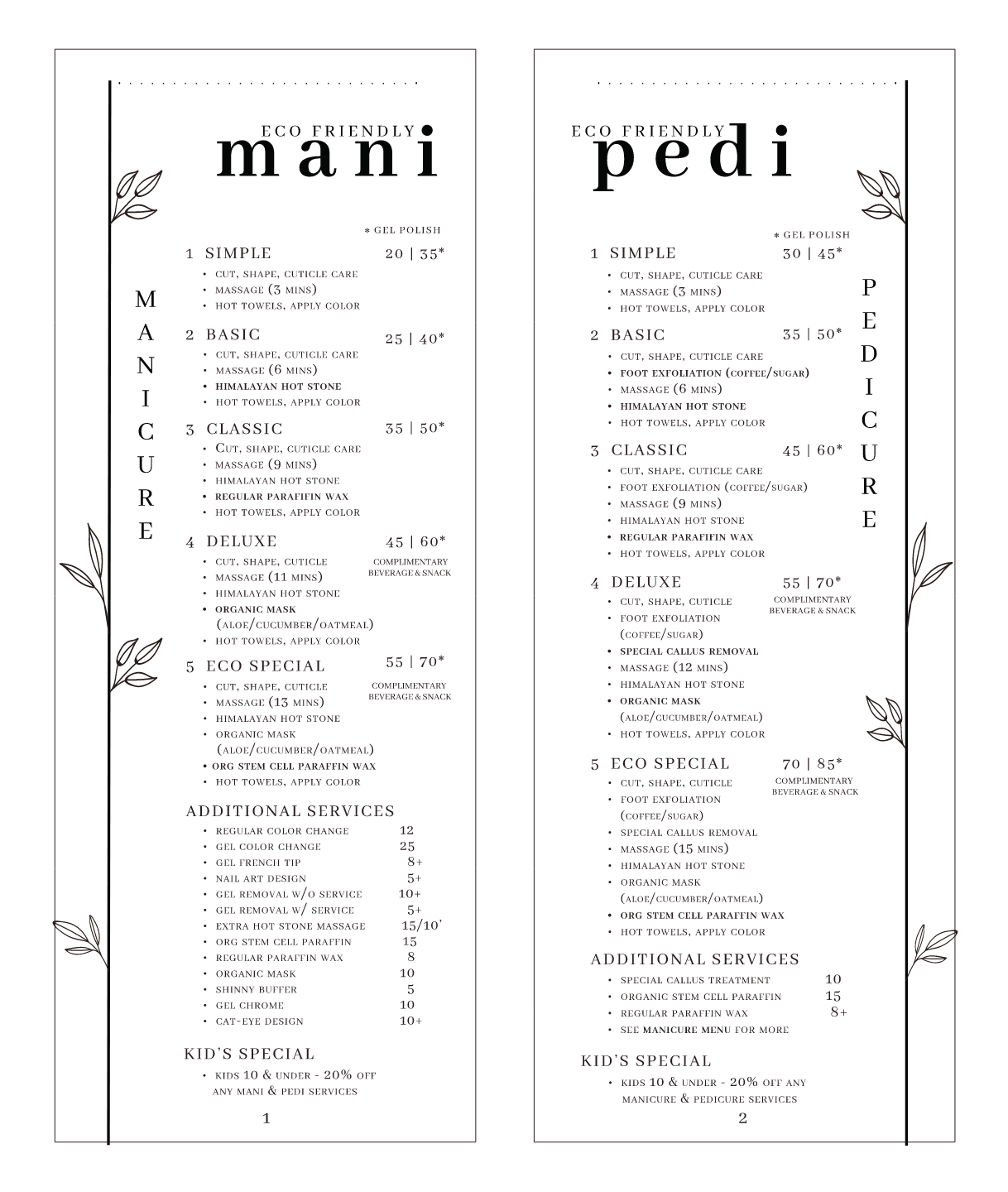 Services Menu – ECO FRIENDLY NAIL SALON
